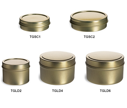 Gold Metal Tins | Specialty Bottle